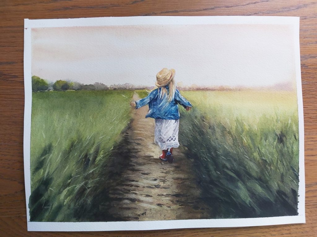 'Welly Walk' original watercolour painting